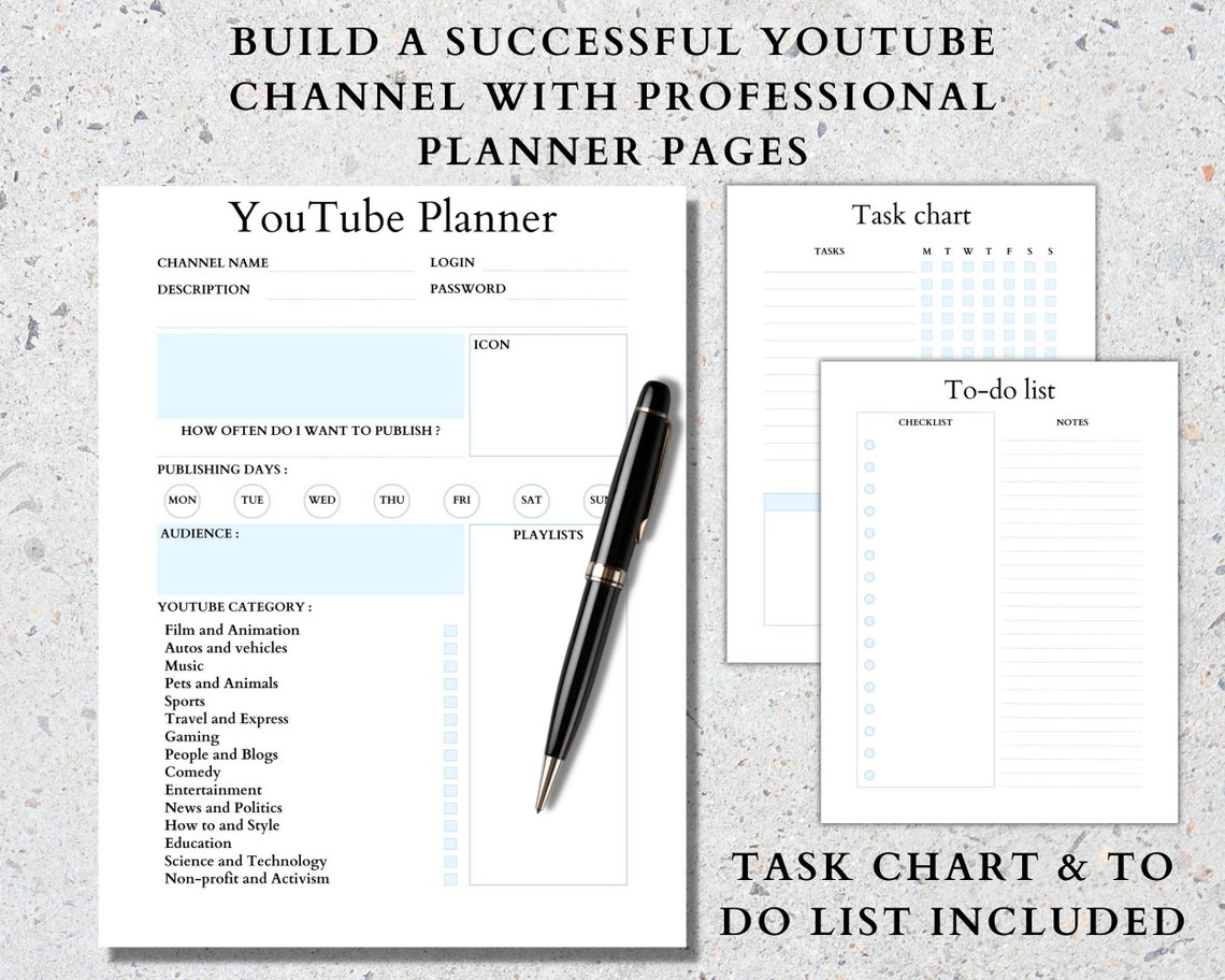 Youtube Content Strategy Planner Youtube Monthly Planner Social Media ...