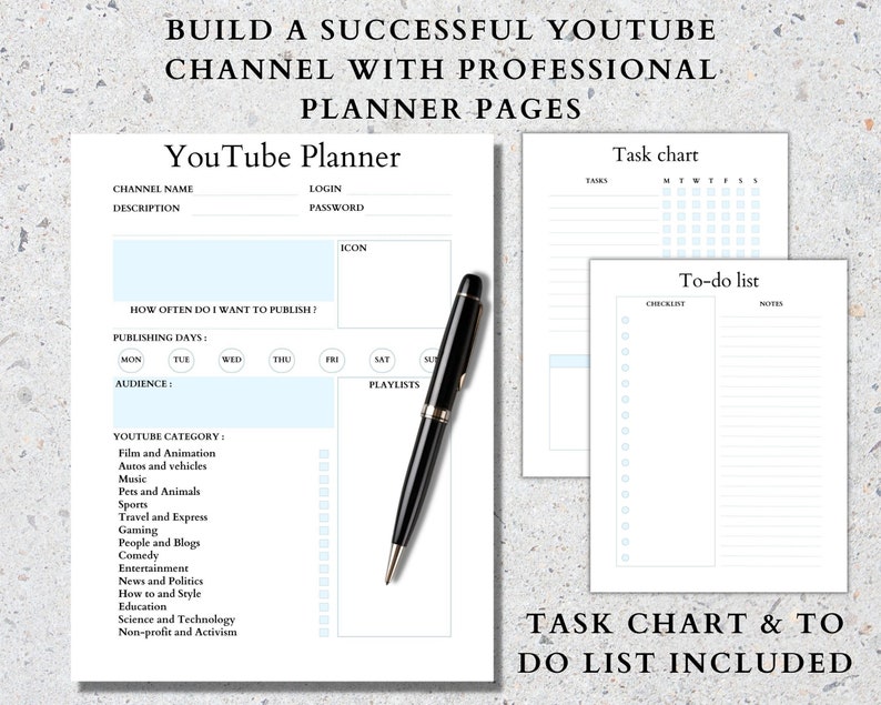 Youtube Content Strategy Planner Youtube Monthly Planner Social Media ...