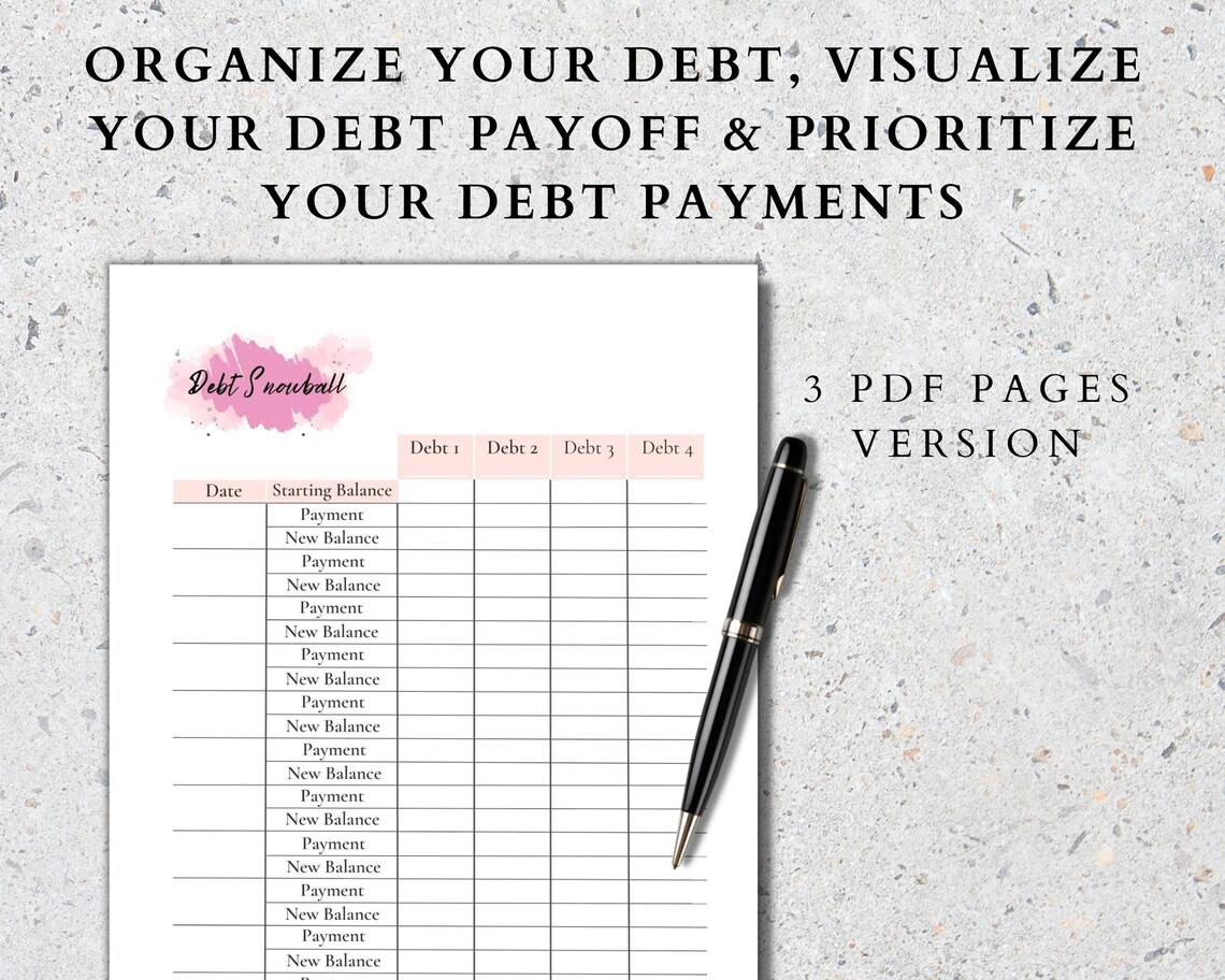 Debt Payment Tracker Printable Monthly Debt Tracker PDF Debt Visual ...