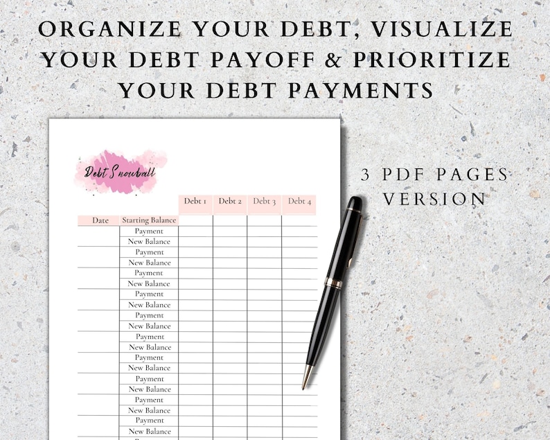 Debt Payment Tracker Printable | Monthly Debt Tracker PDF | Debt Visual ...