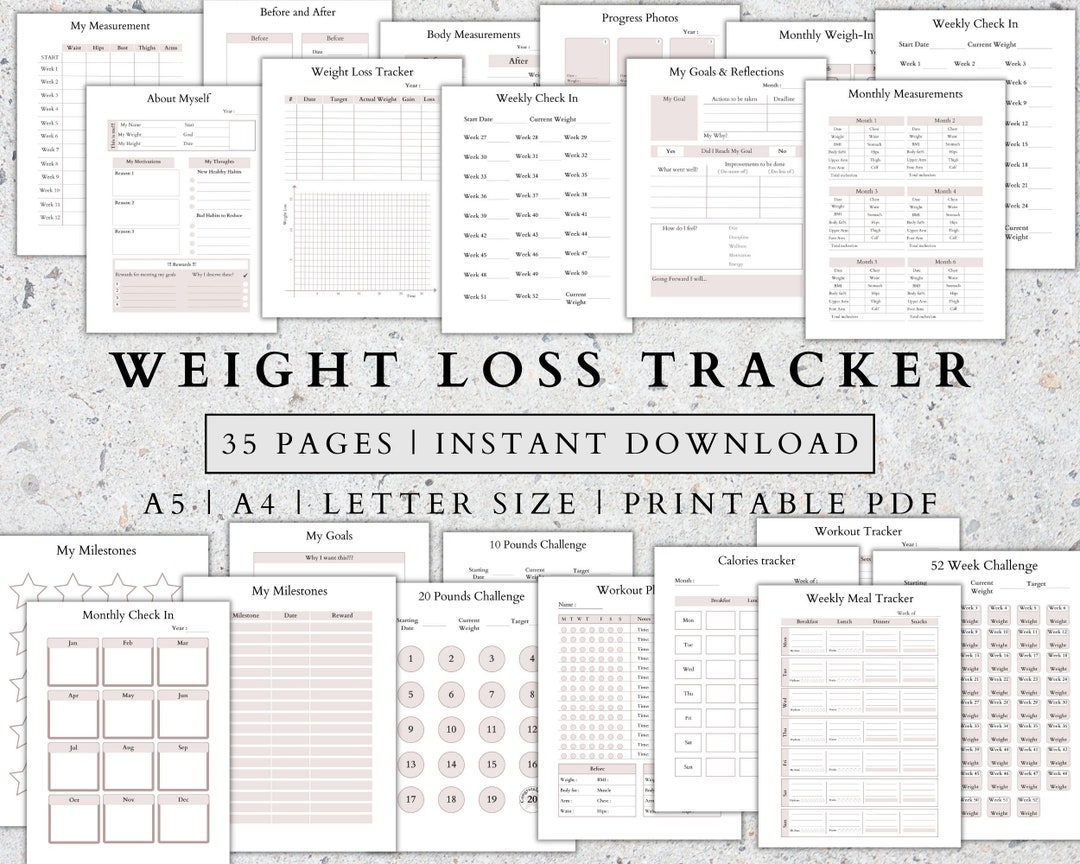 Weight Loss Tracker Workout Tracker Printable Fitness Planner Workout ...