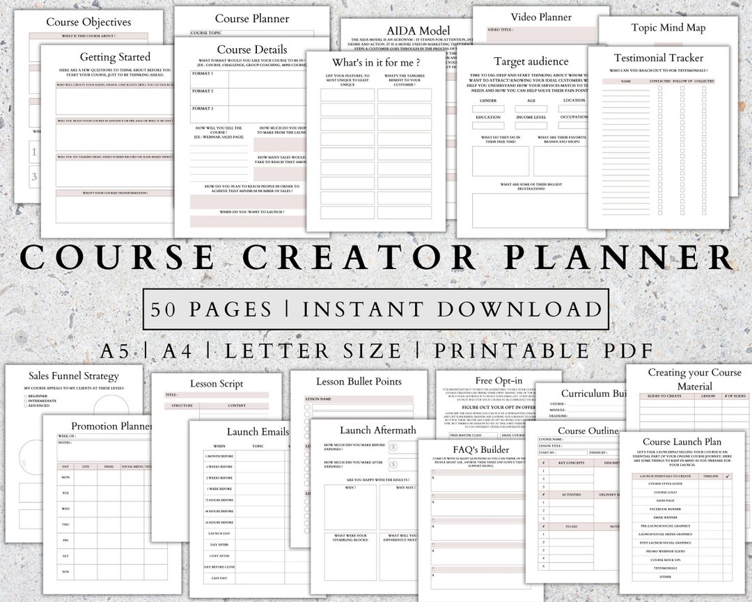 Printable Online Course Planner Printable Course Planner Course Creator ...