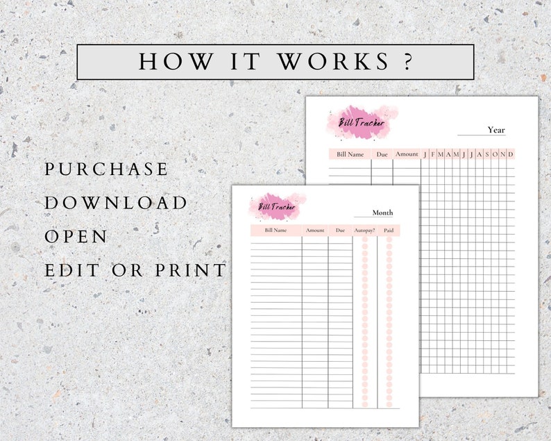 Monthly Bill Tracker Printable | Yearly Bill Tracker Printable | Bill ...