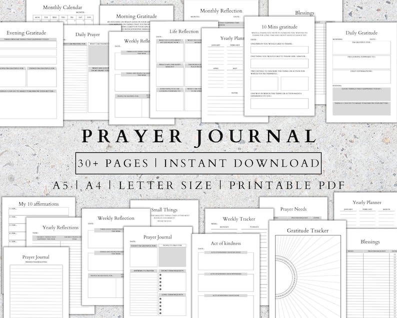 Prayer Journal Printable: Gratitude, Bible Study, Reflection (PDF Digital Download) - Etsy