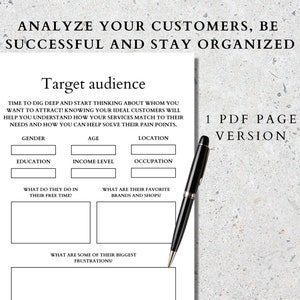 Target Audience Planner: Customer Profile Worksheet (PDF) - Etsy
