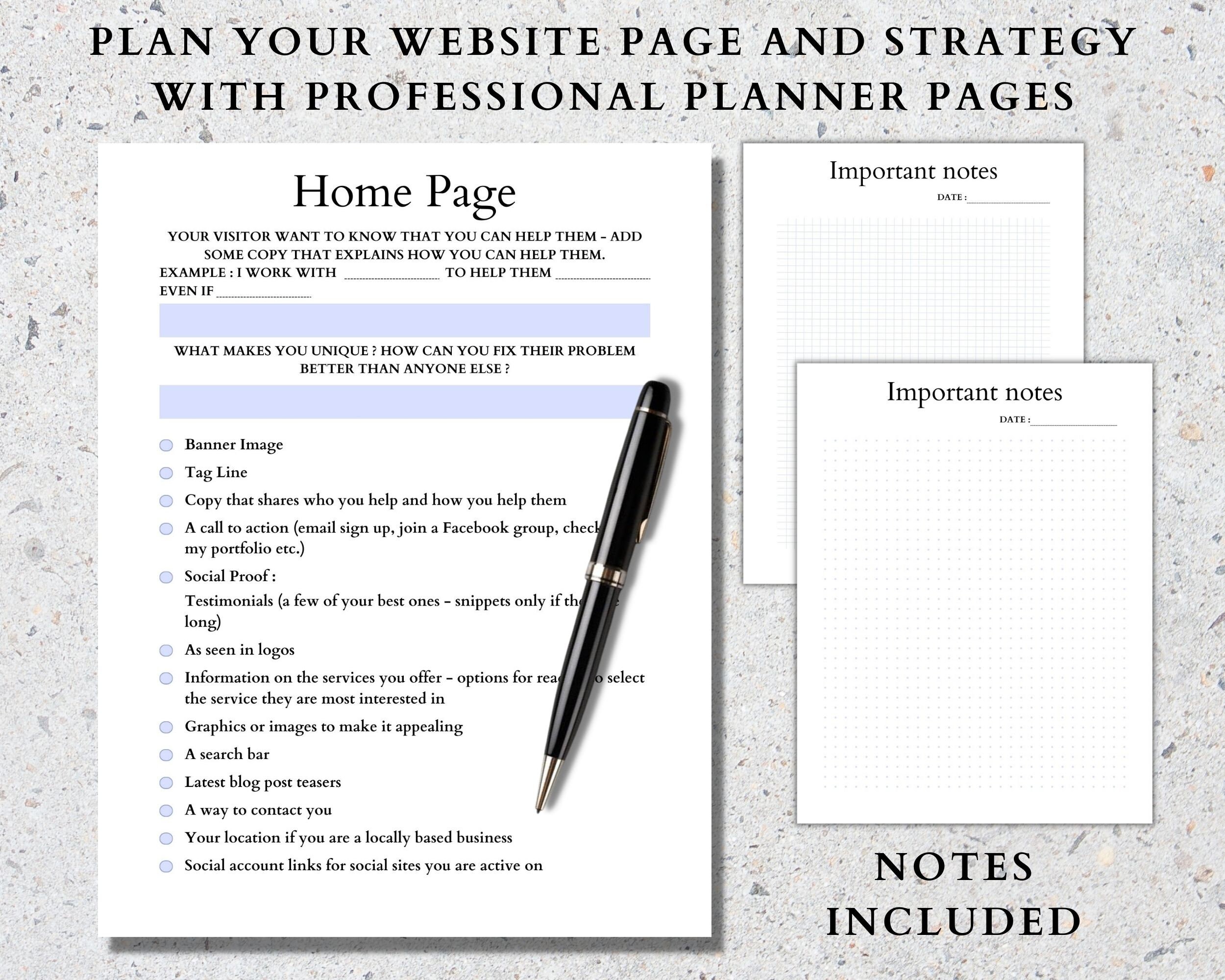 Printable Website Planner: Online Business Branding Guide (A5, A4 ...