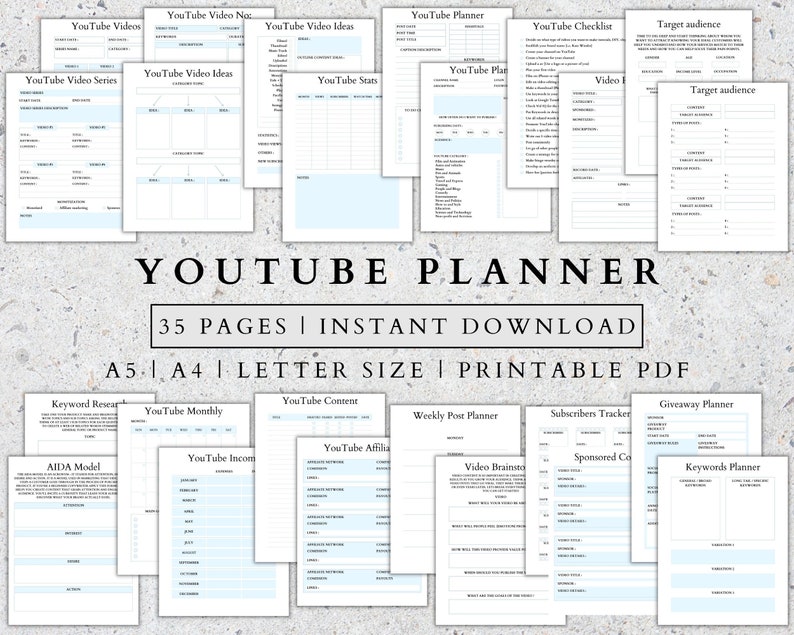 Youtube Content Strategy Planner Youtube Monthly Planner Social Media ...