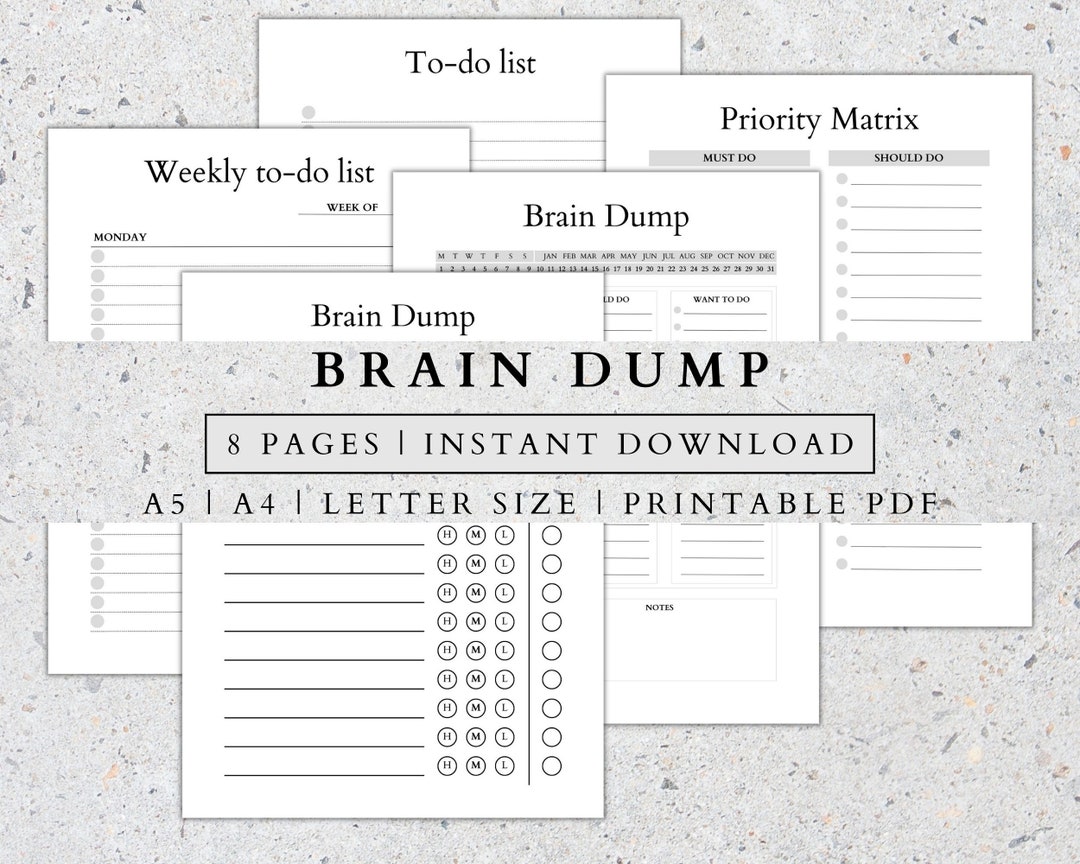 Brain Dump Journal Printable: Productivity & Thought Organizer (PDF) - Etsy