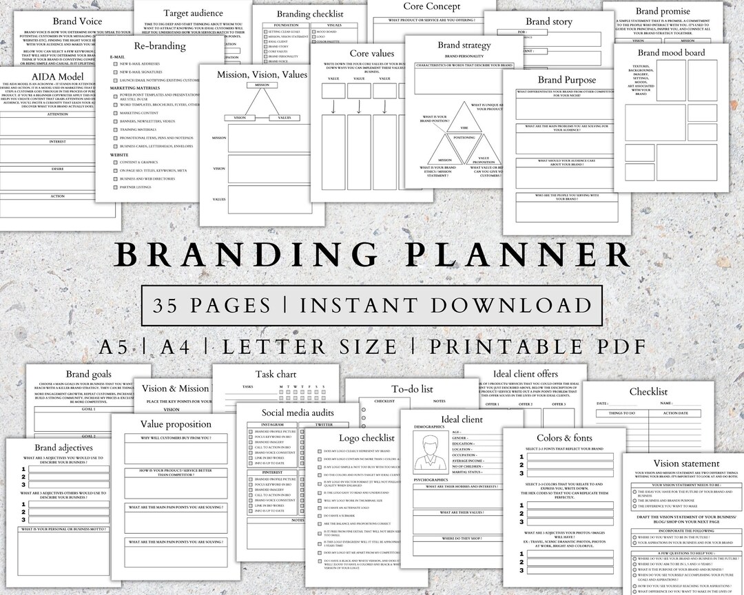 Branding Planner Binder: Business Strategy Sheets (PDF) - Etsy