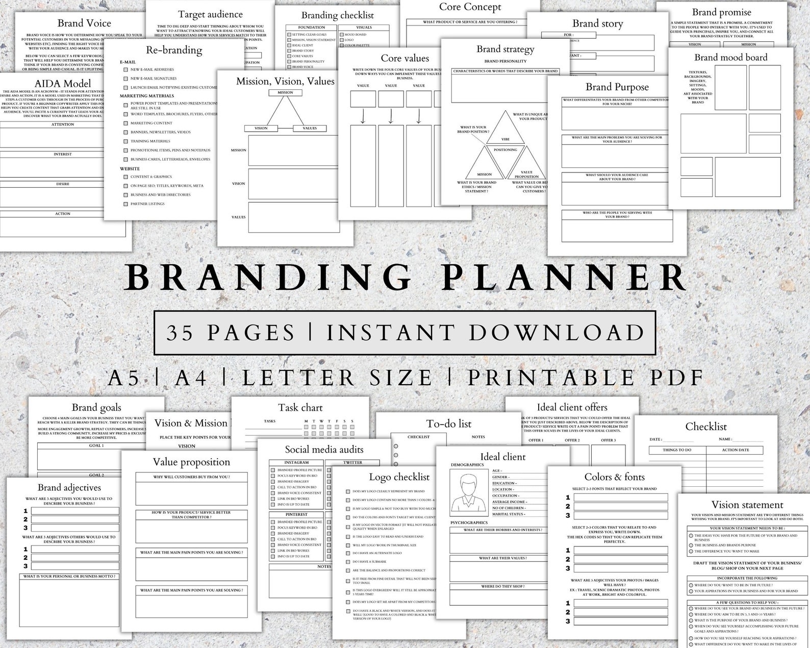 Branding Planner Binder: Business Strategy Sheets (PDF) - Etsy