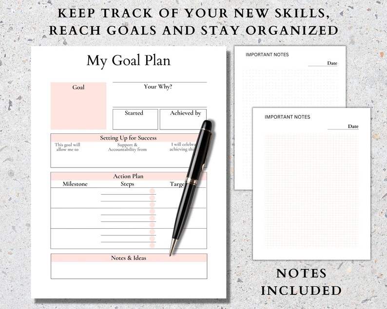 SMART Goal Planner Bundle: Vision Board, Monthly Reflections (printable ...