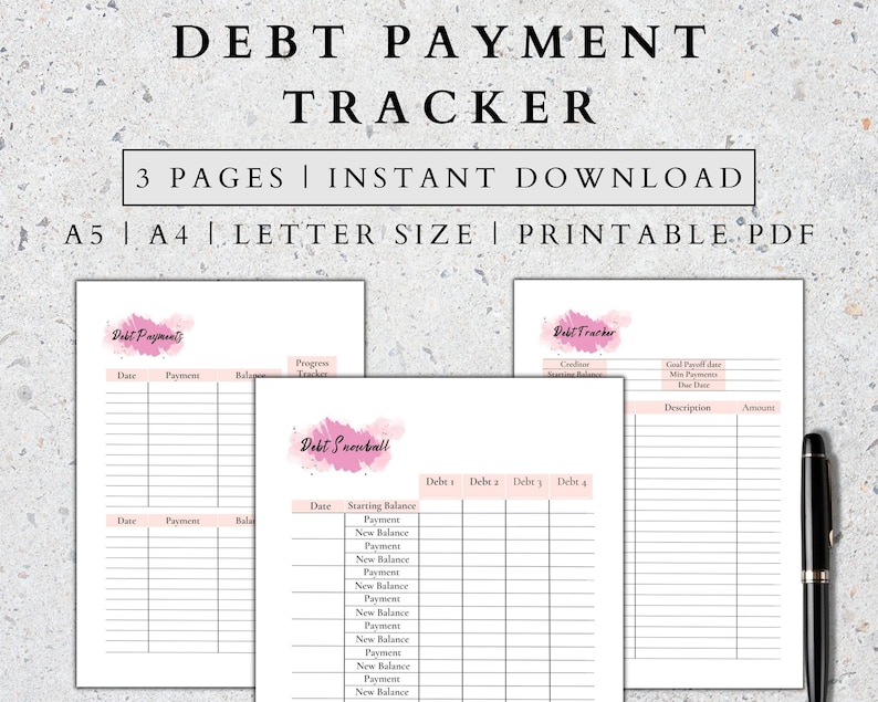 Debt Payment Tracker Printable | Monthly Debt Tracker PDF | Debt Visual ...