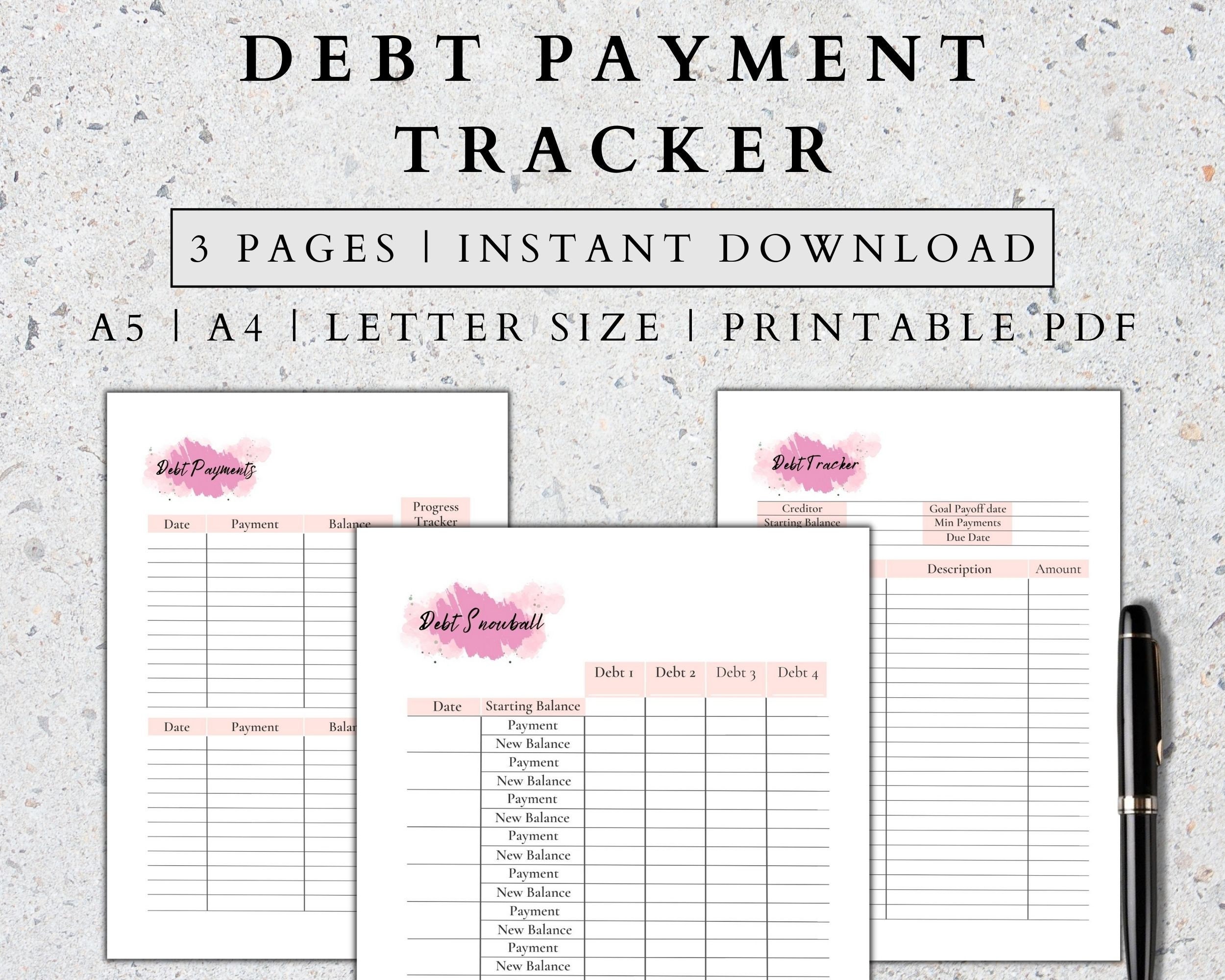 Debt Payment Tracker Printable | Monthly Debt Tracker PDF | Debt Visual ...