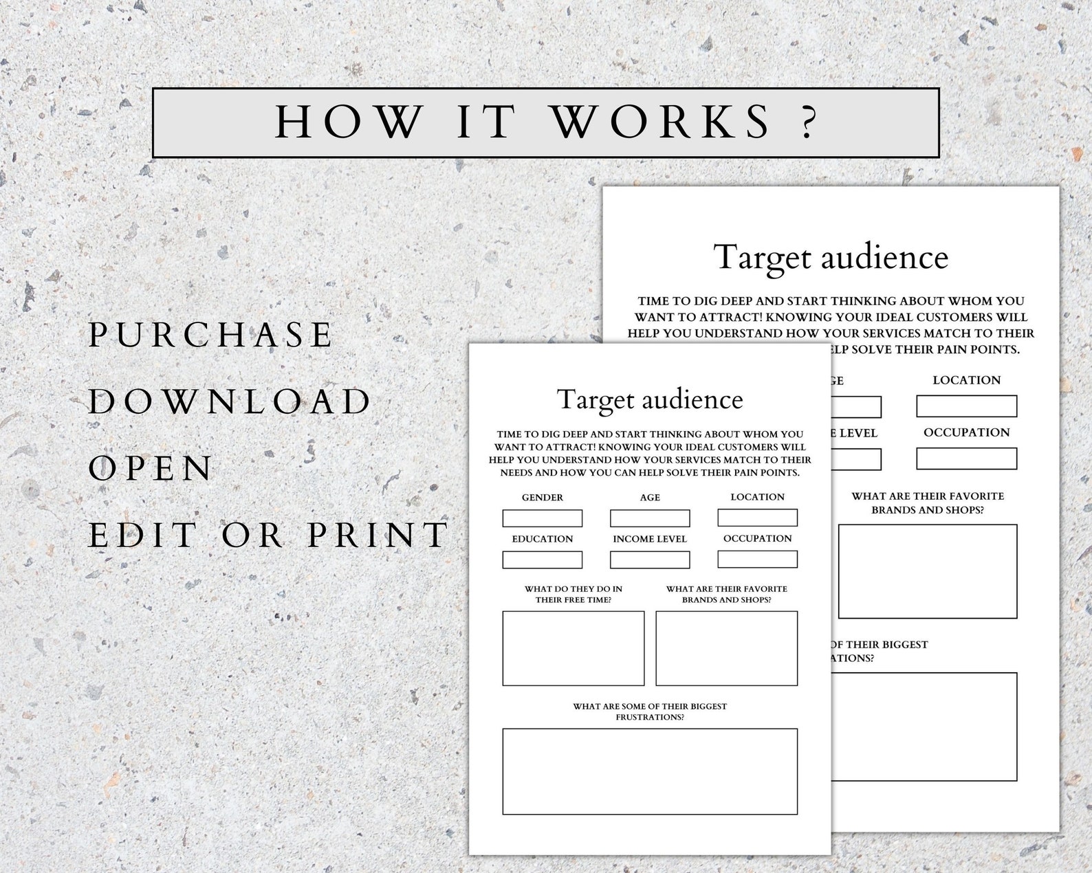 Target Audience Planner: Customer Profile Worksheet (PDF) - Etsy