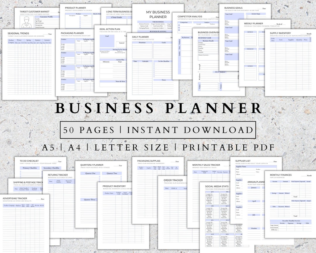 Printable Business Planner Bundle Product and Social Media Templates ...