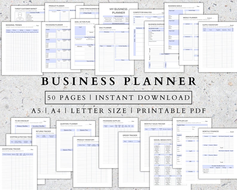 Printable Business Planner Bundle Product and Social Media Templates ...