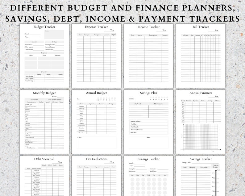 Printable Finance Planner: Budget, Debt, Savings Tracker (PDF) - Etsy