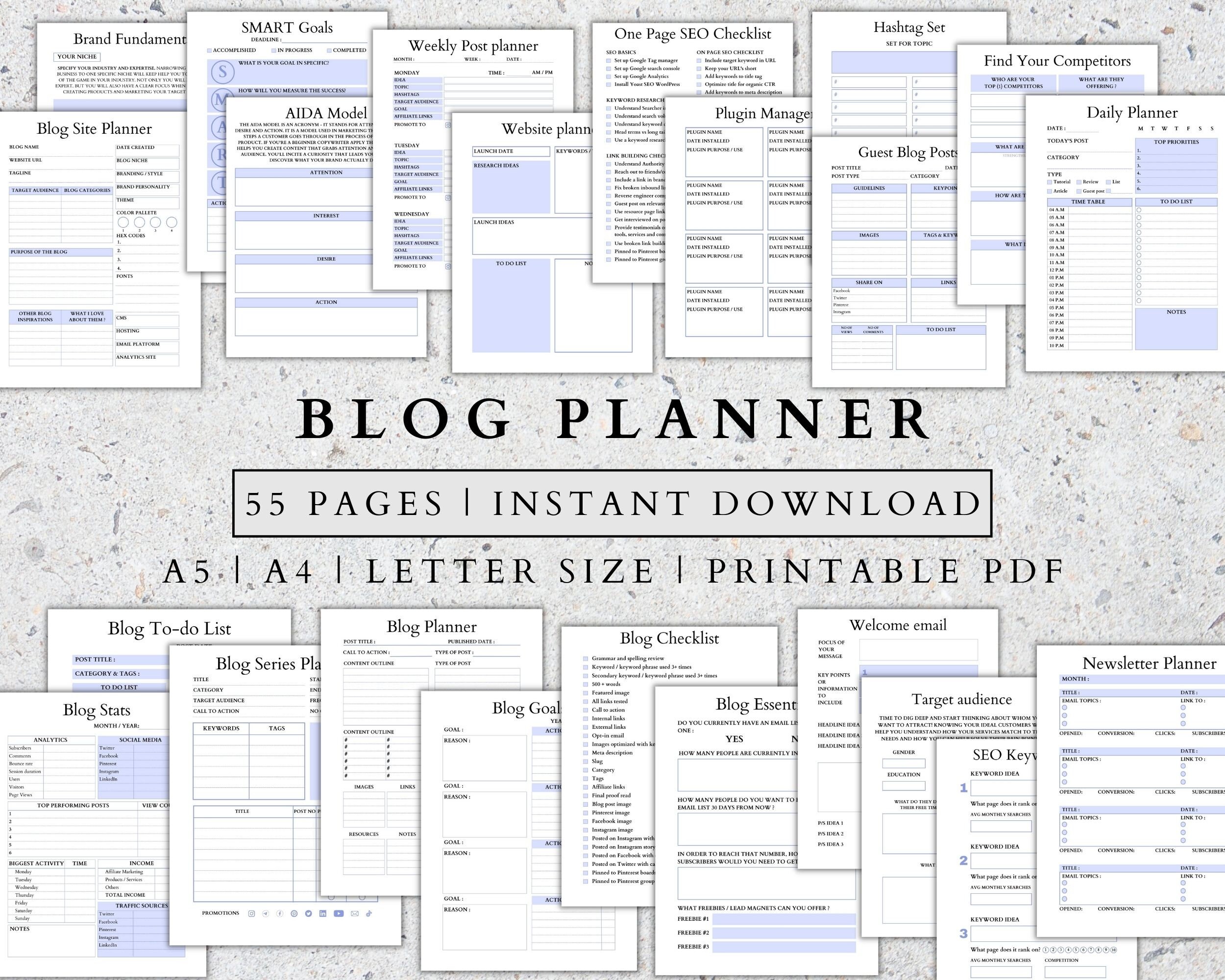 Printable Business Planner Bundle: Branding, Website, Blog (A5, A4 ...