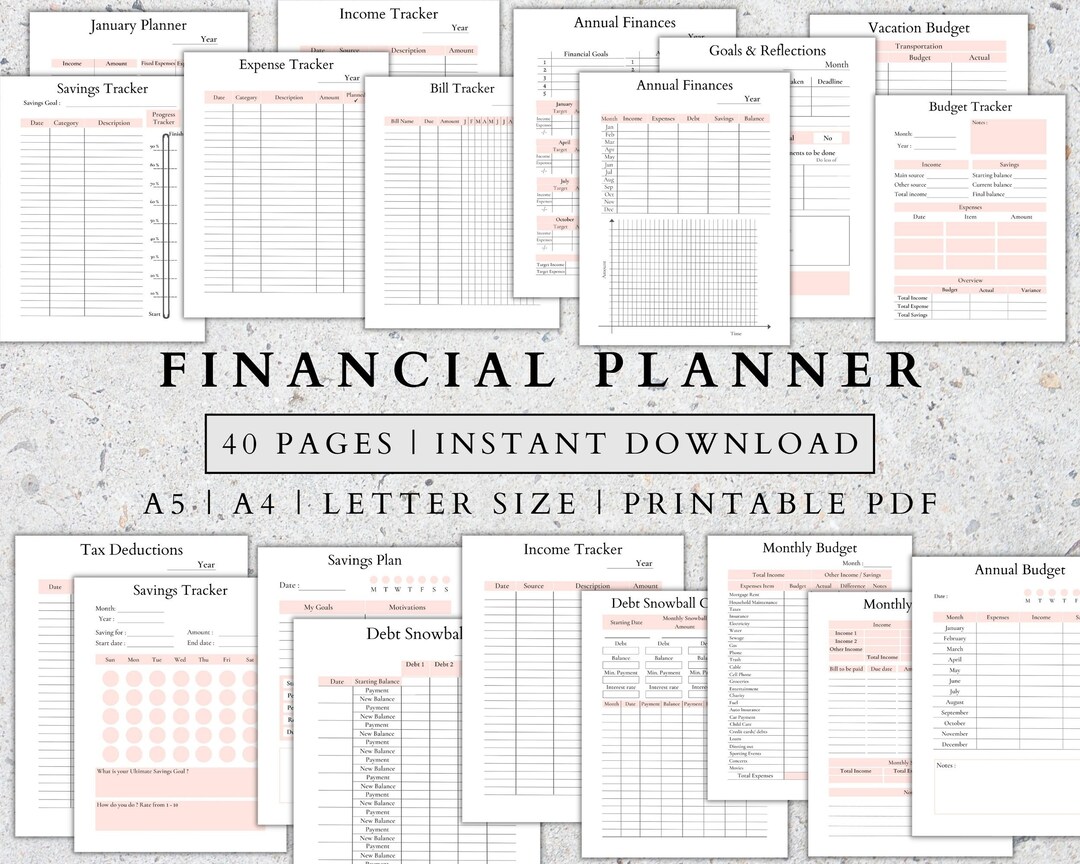Financial Planner Printable Budget Planner Finance Savings Tracker ...