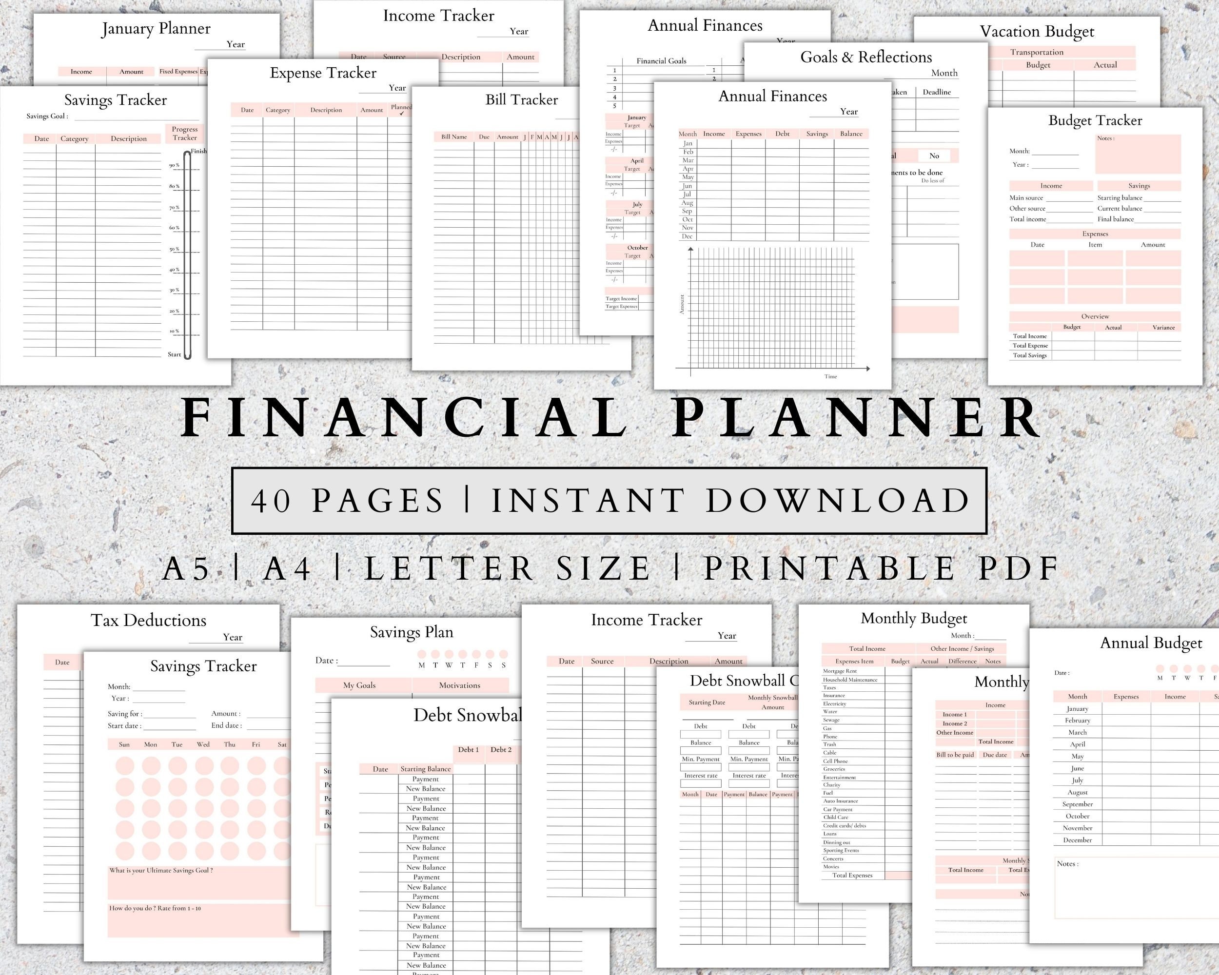 Financial Planner Printable Budget Planner Finance Savings - Etsy