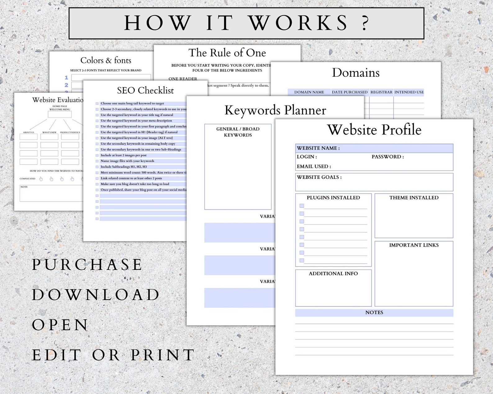 Printable Website Planner: Online Business Branding Guide (A5, A4 ...