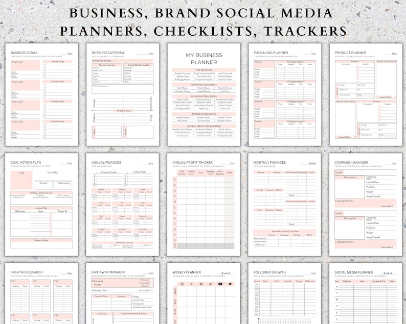 Printable Business Planner Bundle: 50+ Page Small Business Templates ...