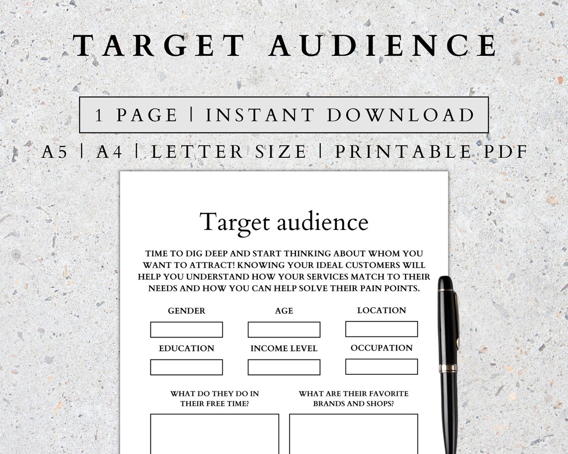 Target Audience Planner: Customer Profile Worksheet (PDF) - Etsy