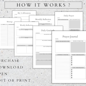 Prayer Journal Printable: Gratitude, Bible Study, Reflection (PDF ...