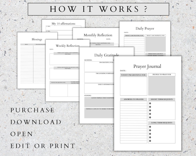 Prayer Journal Printable: Gratitude, Bible Study, Reflection (PDF ...