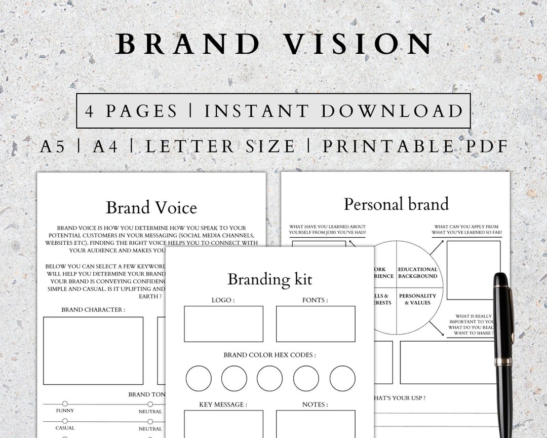 Ultimate Brand Vision Planner | Printable Personal Brand Planner ...