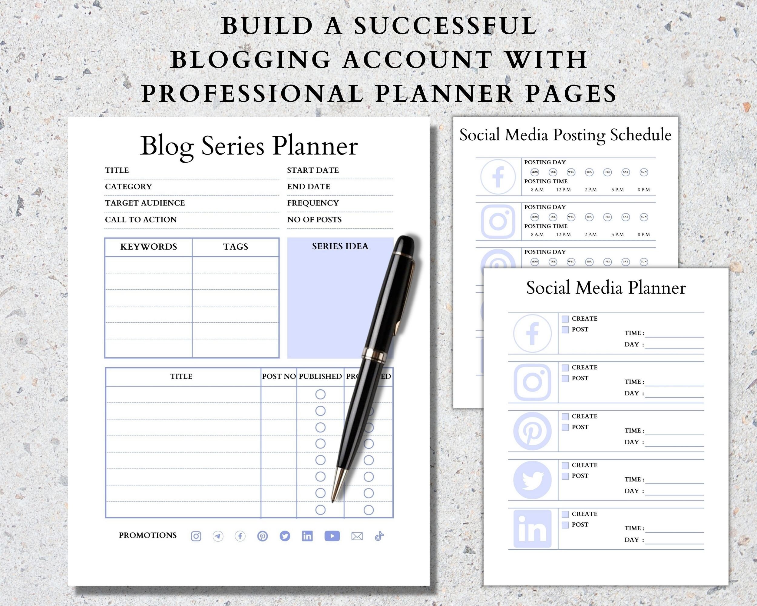 Blog Planner PDF Printable Website Planner Digital Blogging Planner ...