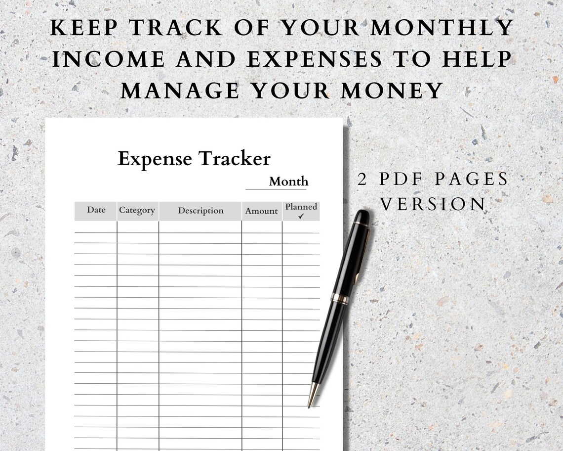 Income & Expense Tracker Printable | Bill Payment Log | Monthly Budget ...