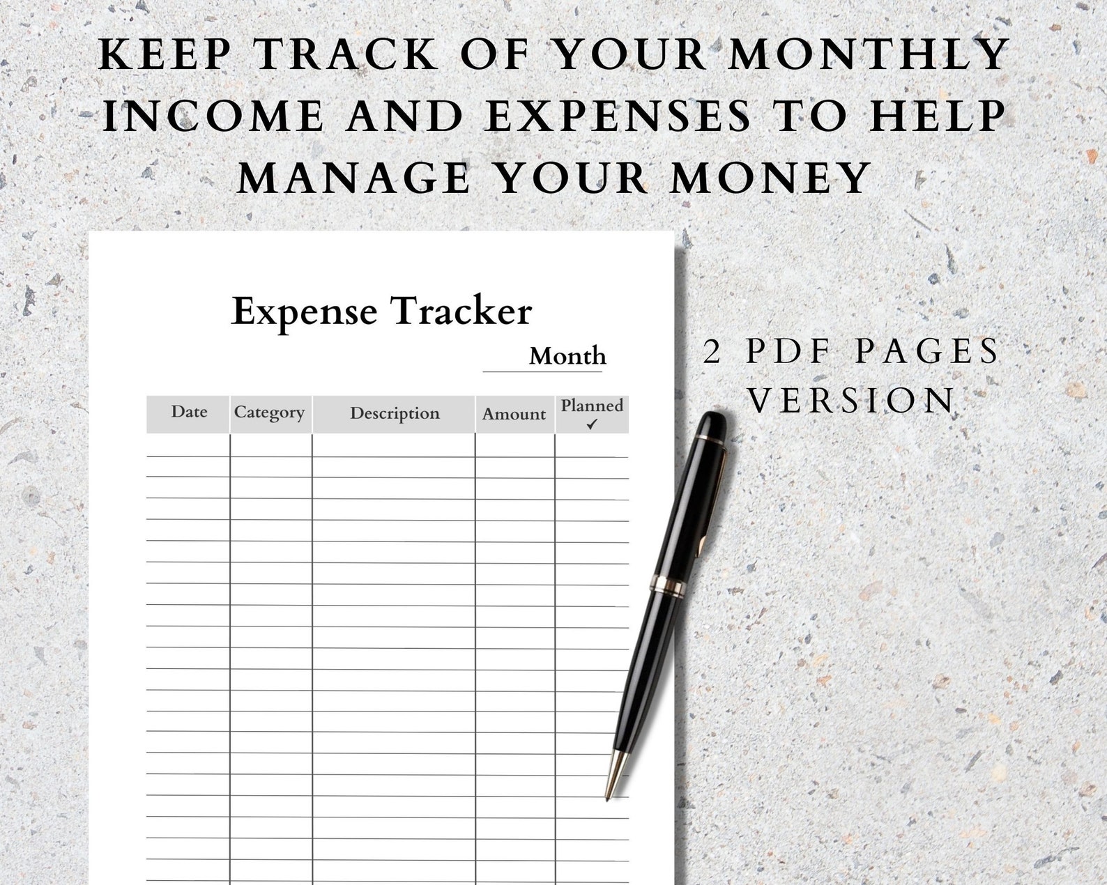 Income & Expense Tracker Printable Bill Payment Log Monthly Budget Plan ...