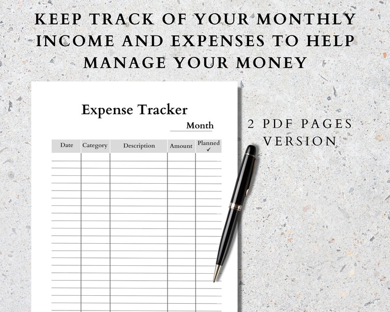 Income & Expense Tracker Printable: Monthly Budget, Bill Payment Log ...