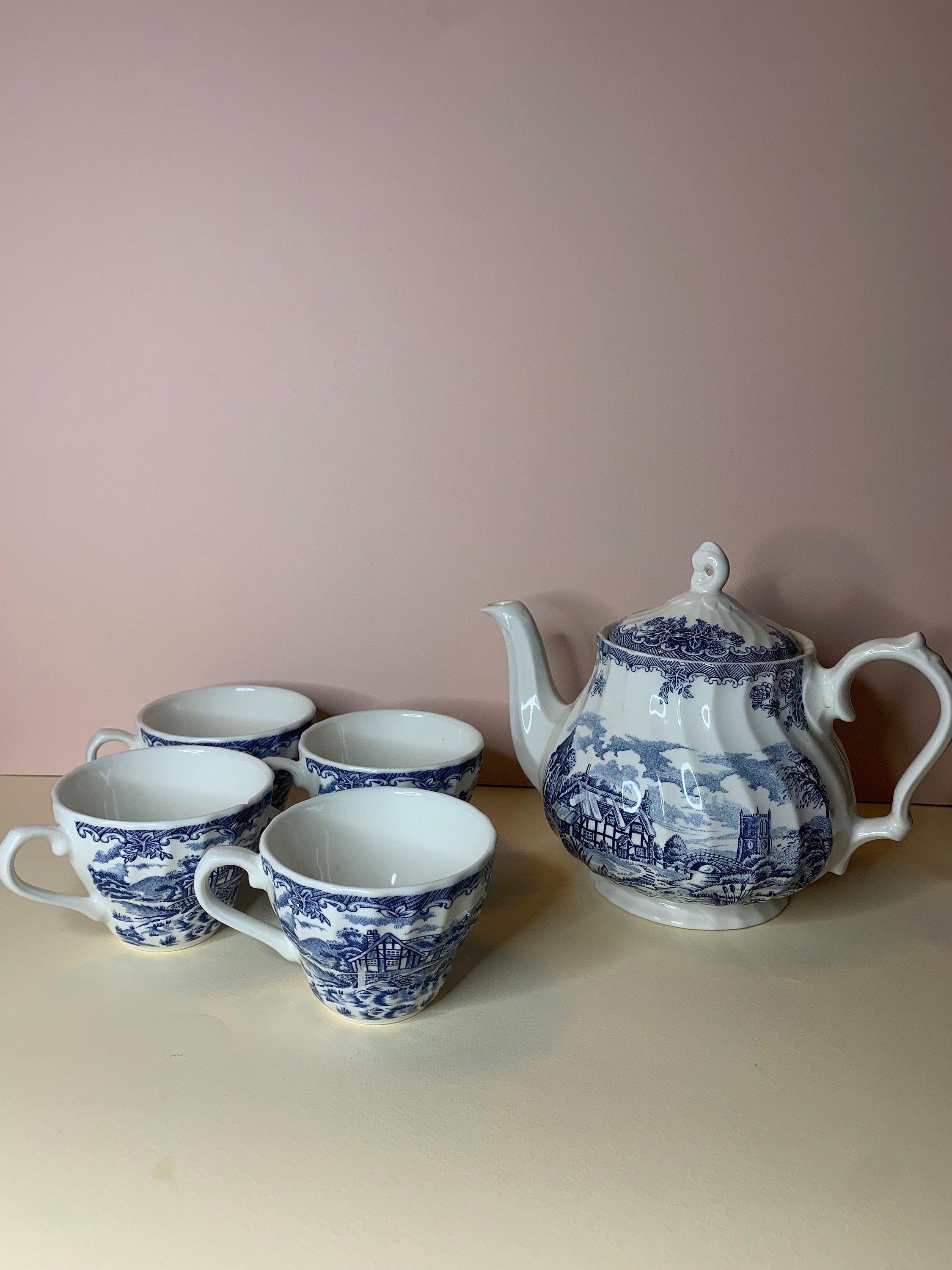 Rare Vintage Churchill "the Brook Blue" China Teapot - Etsy