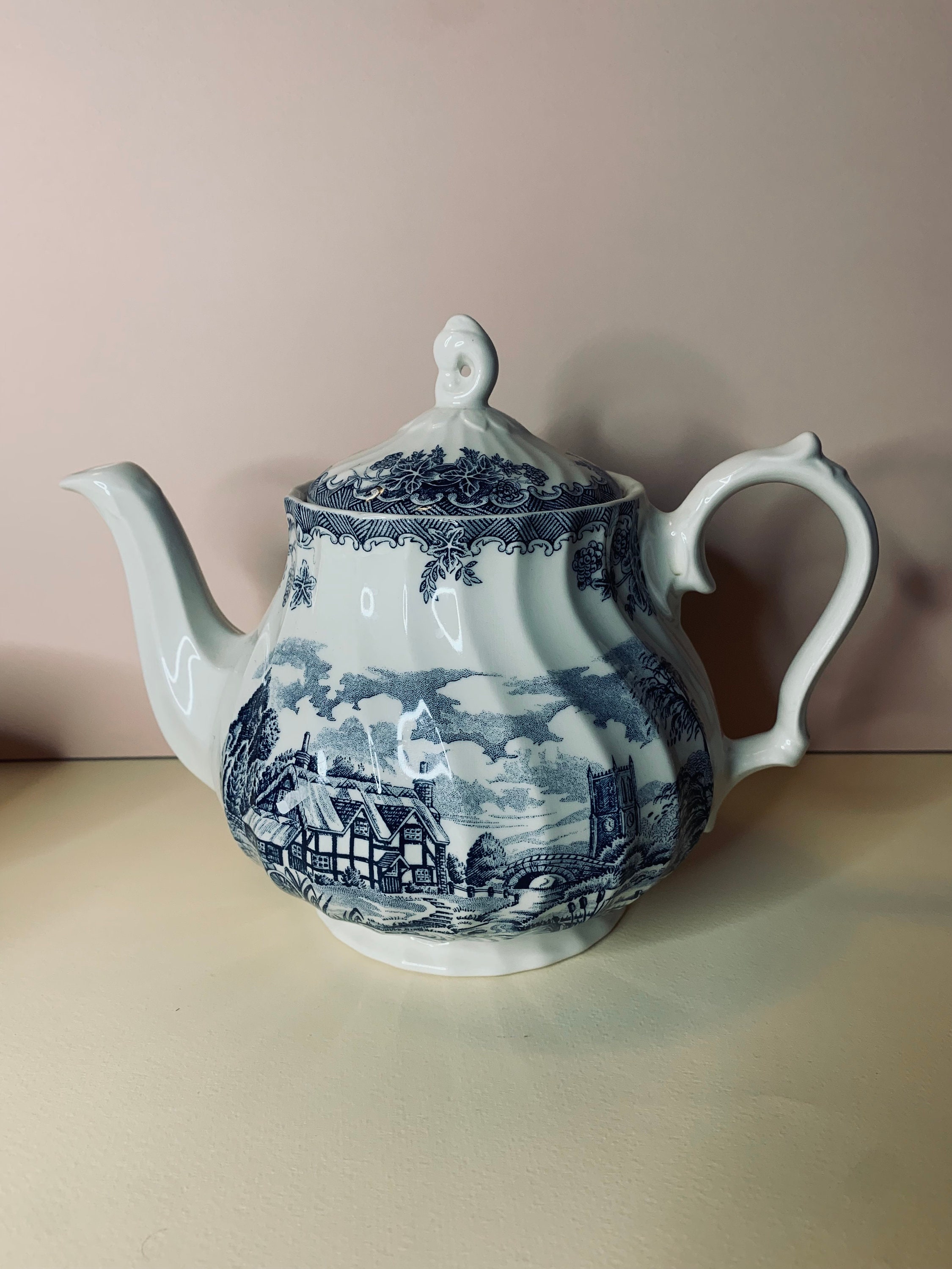 Rare Vintage Churchill "the Brook Blue" China Teapot - Etsy