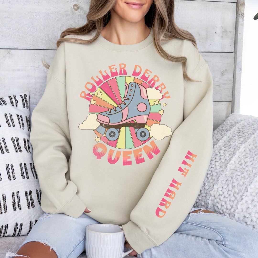 DERBY QUEEN SLEEVE Design Sweatshirt,roller Derby,roller Skating,gifts ...