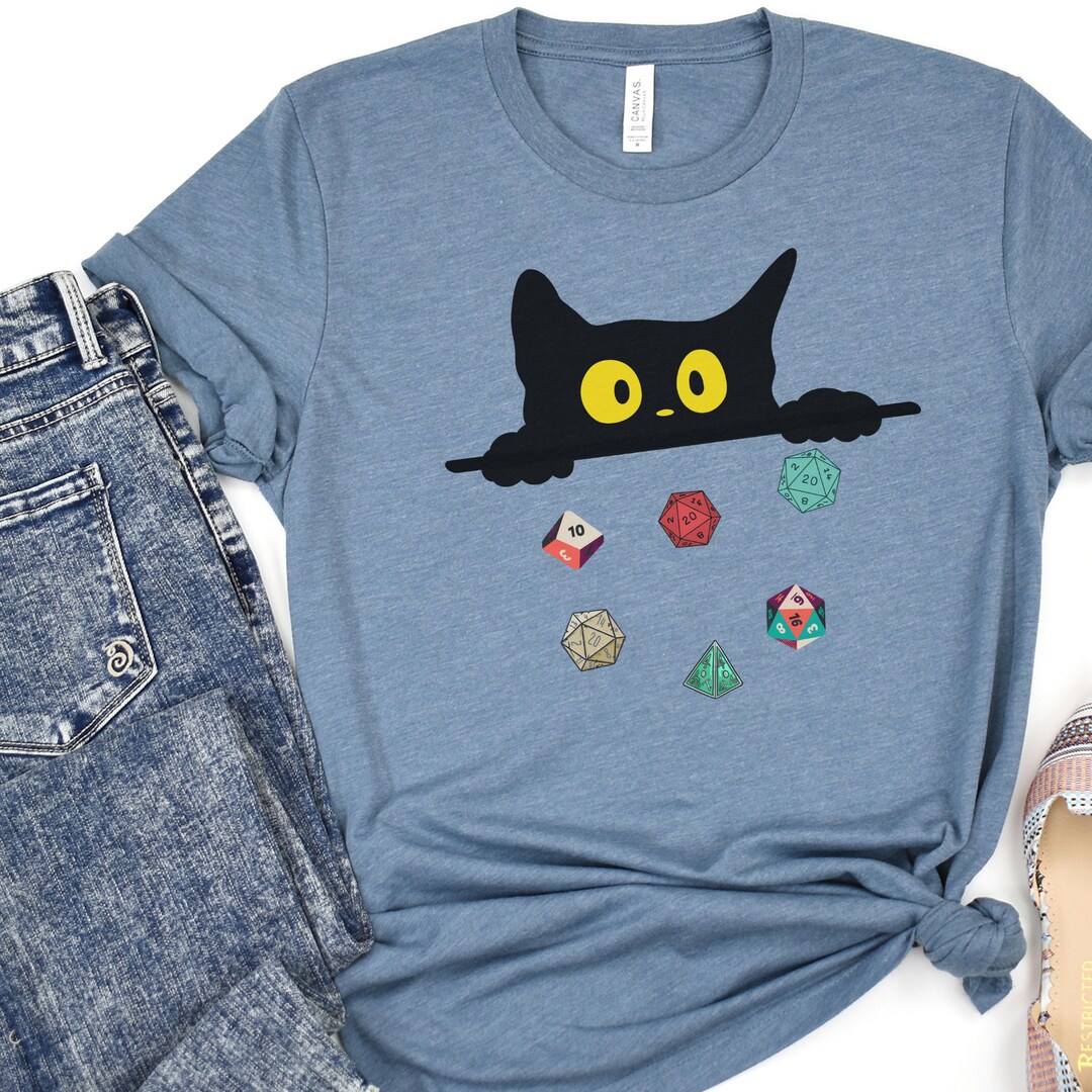 Cat DND Dice Shirt, Dnd Dice Shirt, Dnd Shirt, Gaming Dice Shirt ...