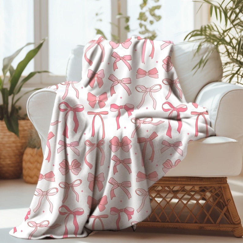 CUSTOM MOM BOWS Coquette Blanket, Custom Mother's Day Room Decor ...