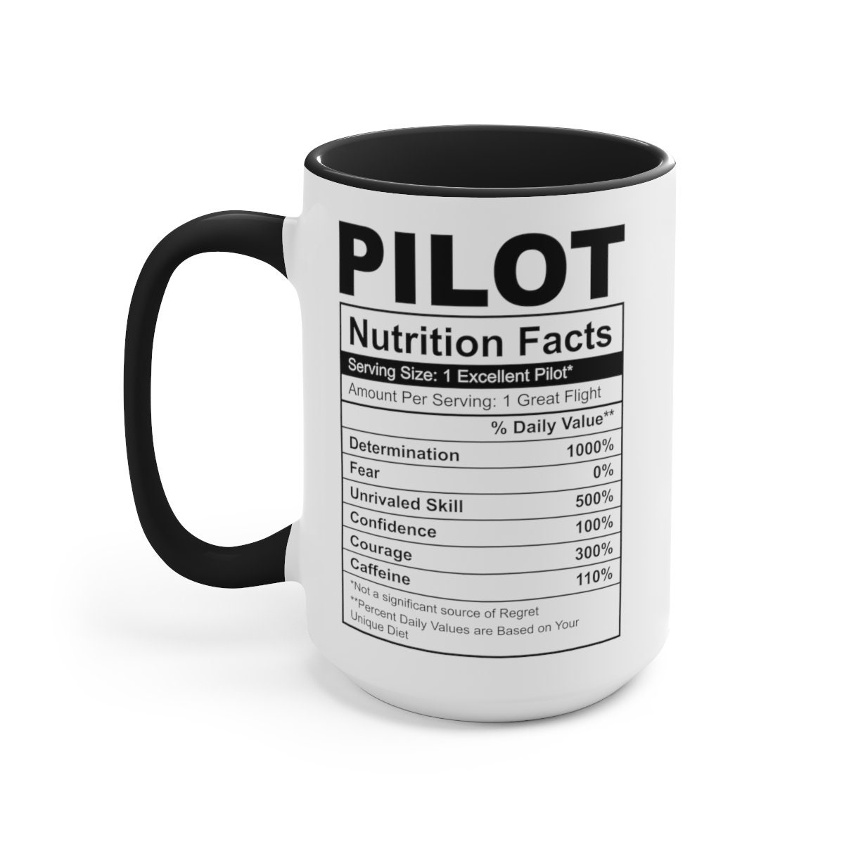 FUNNY PILOT MUG, Nutritional Information Large Ceramic Pilot Mug, What ...