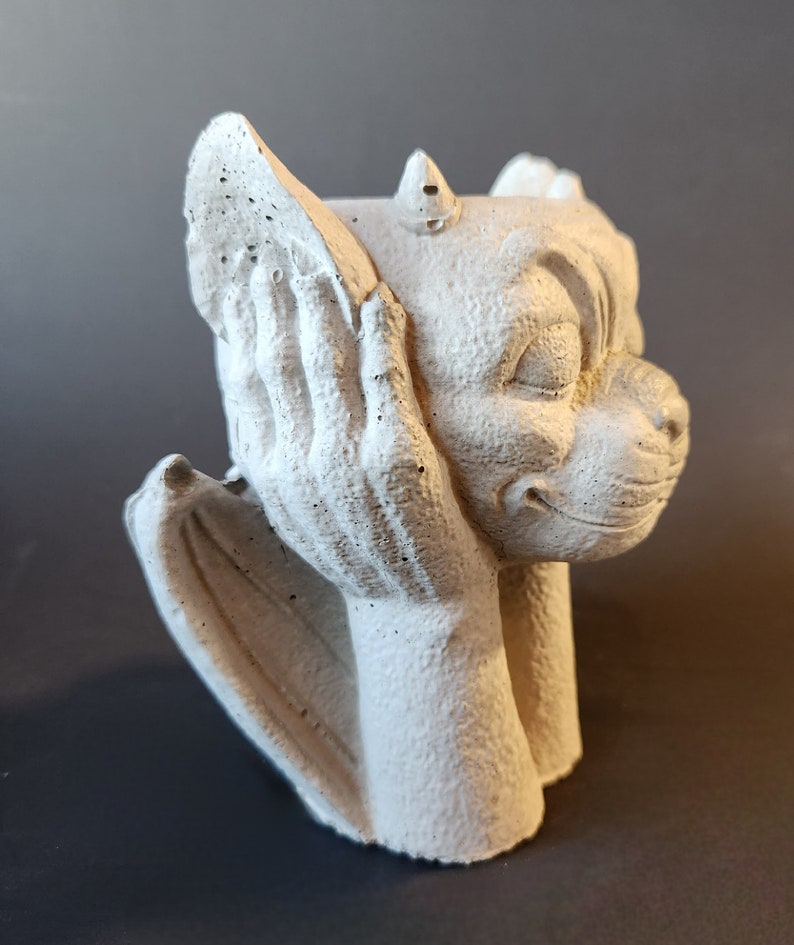 Concrete Gargoyle Planter Head Planter Pot Hear No Evil - Etsy