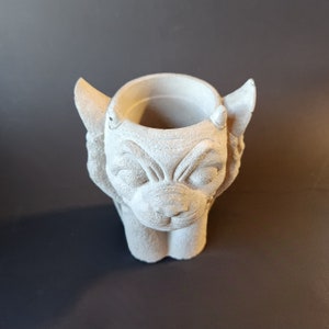Concrete Gargoyle Planter Head Planter Pot Hear No Evil Table Decor ...