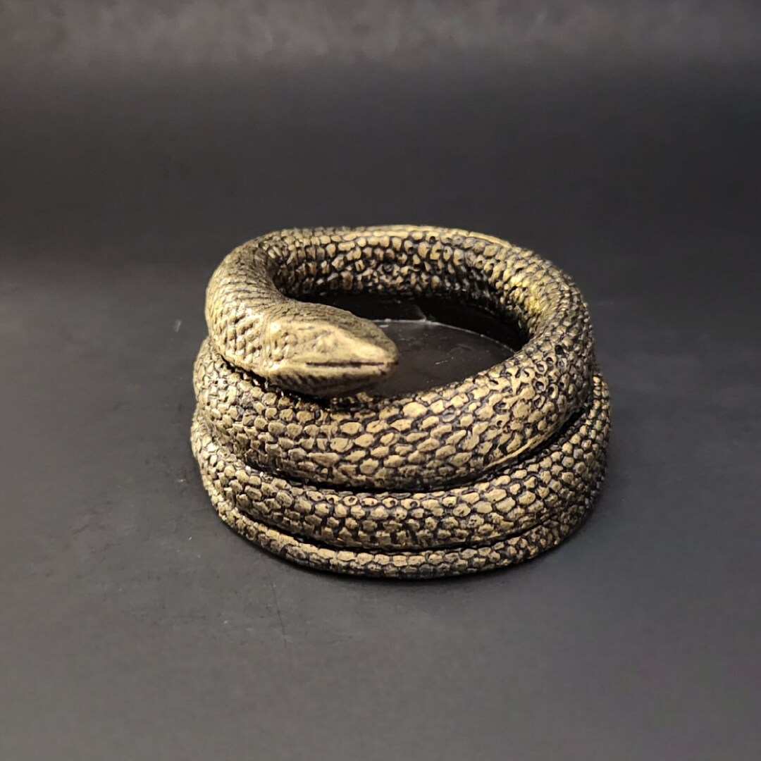 Small Hand-painted Concrete Snake Candle Holder | Coiled Snake ...