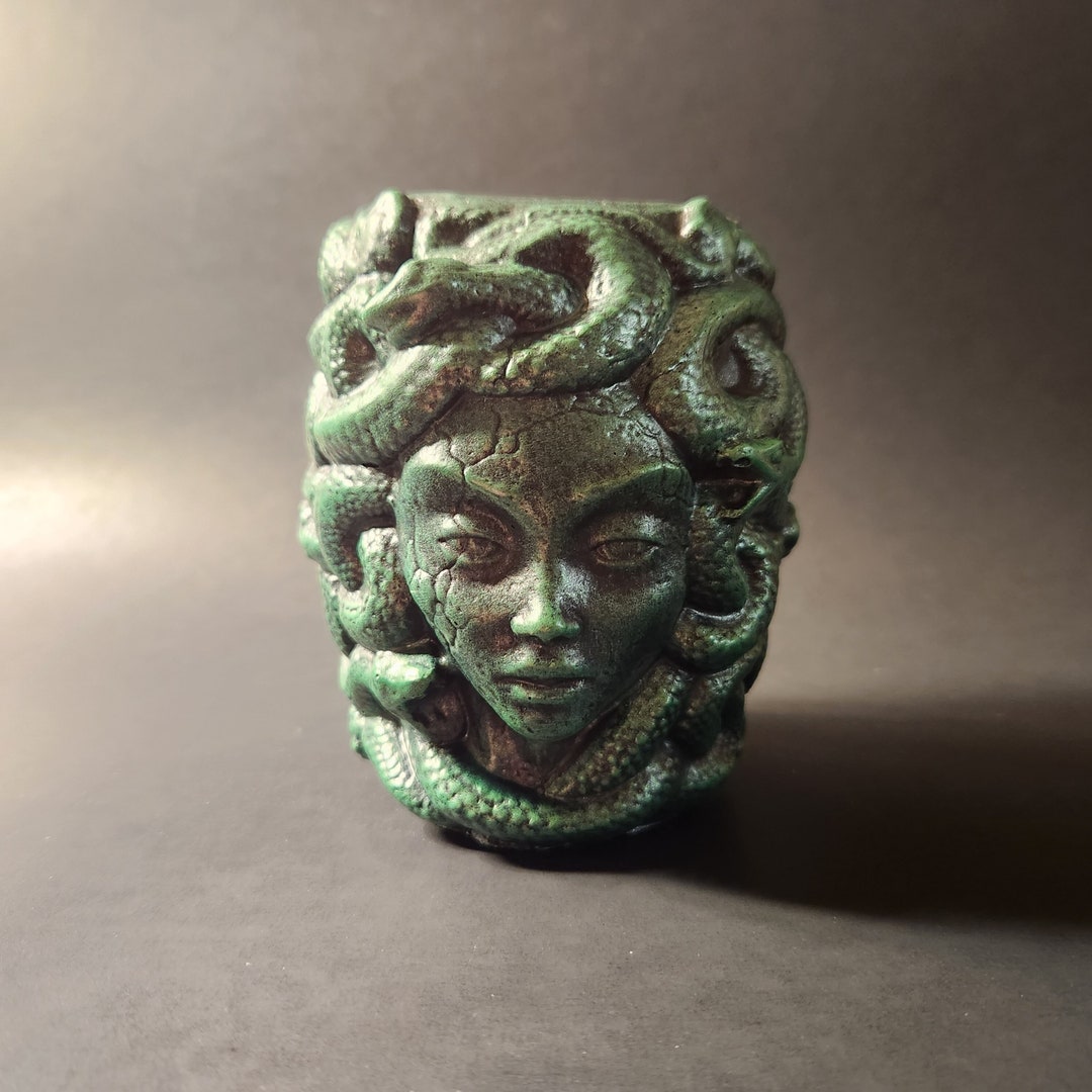 Hand-painted Concrete Medusa Head Planter | Small Greek Mythology ...