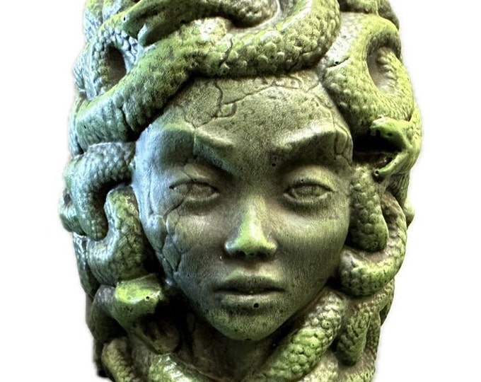 Hand-painted Concrete Medusa Head Planter | Small Greek Mythology ...