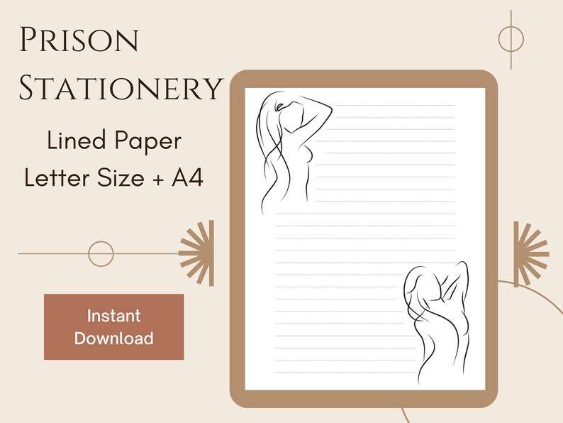 Lined Woman 04 | Printable Stationery Paper | Prison Stationery | Lined ...