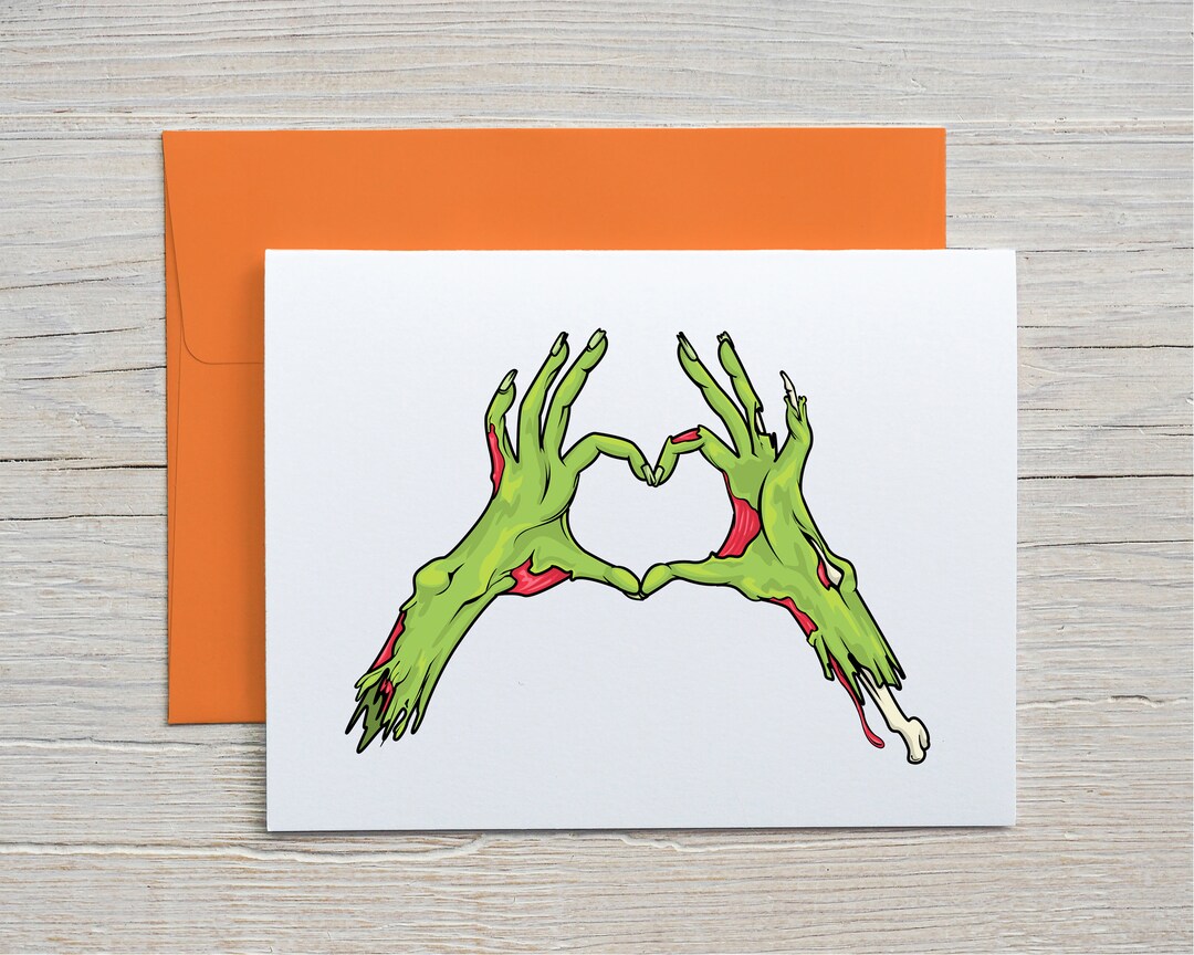 Love Card Zombie Heart Hands / Halloween / Funny Card (A2 Card) - Etsy