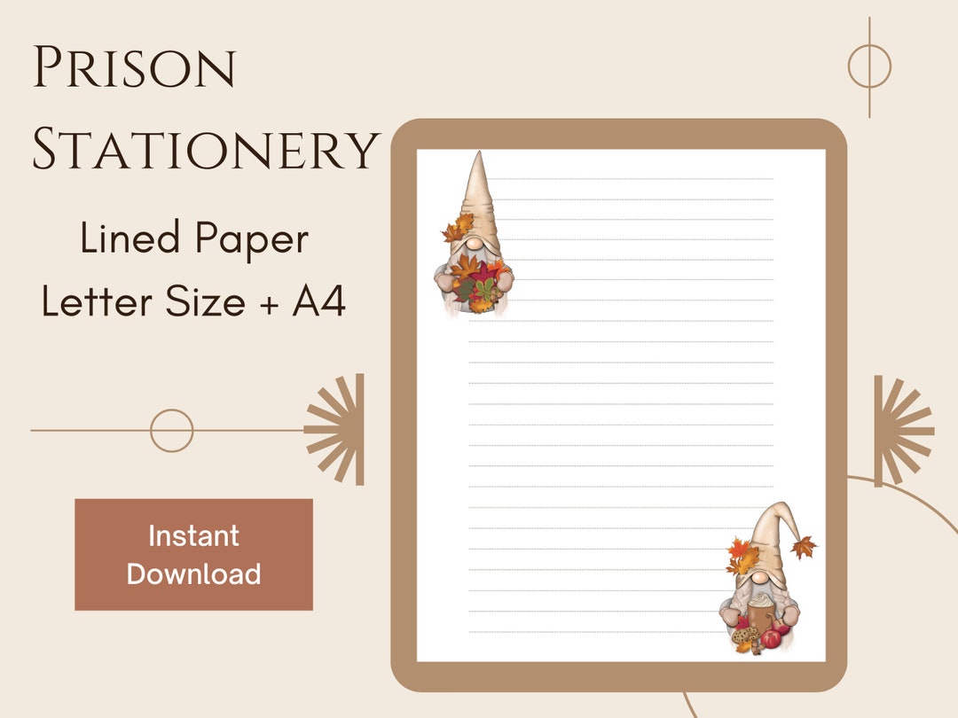 Fall Gnomes | Printable Stationery Paper | Prison Stationery | Lined ...