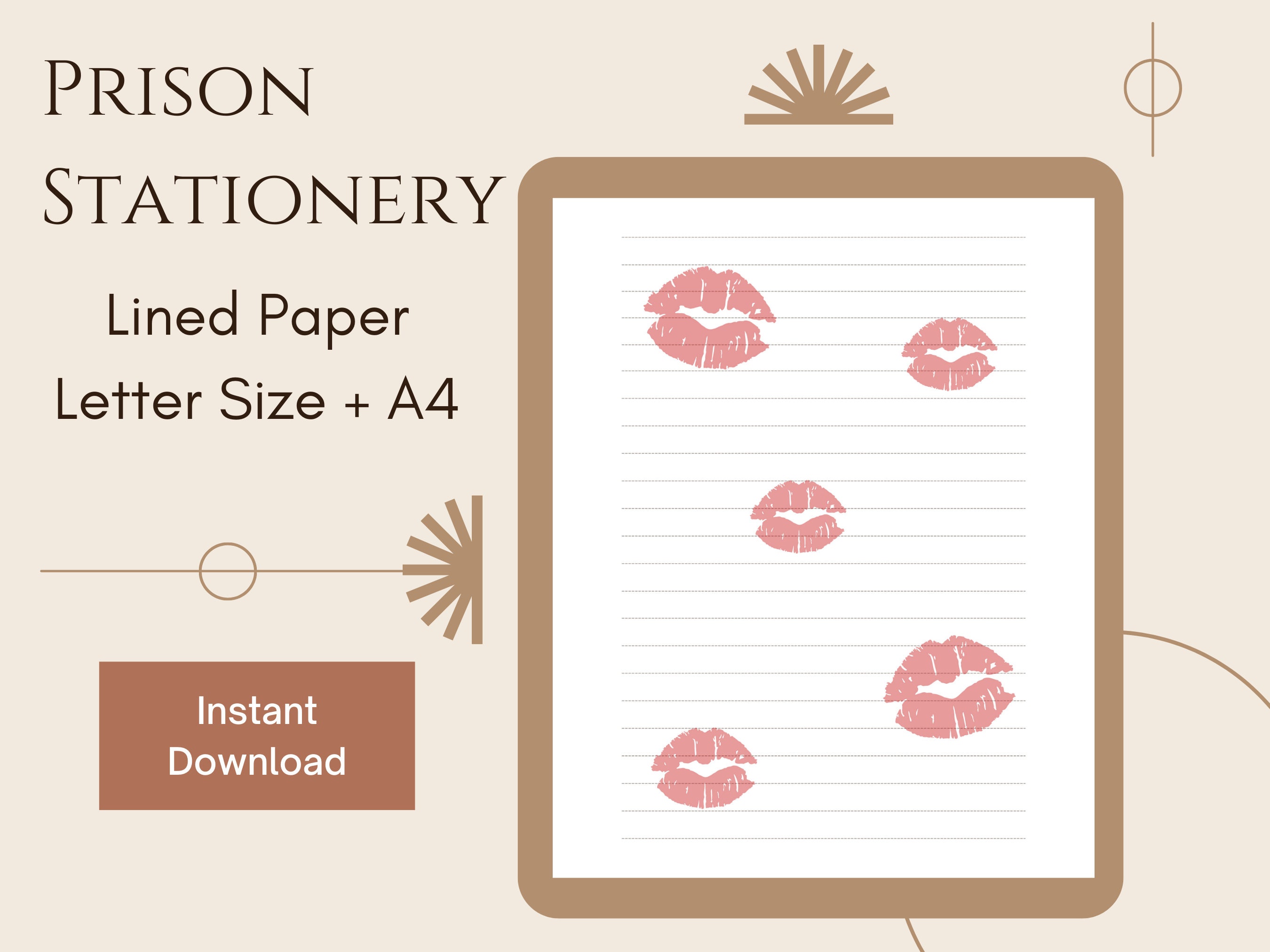 Kisses | Printable Stationery Pape | Prison Stationery | | Lined Paper ...
