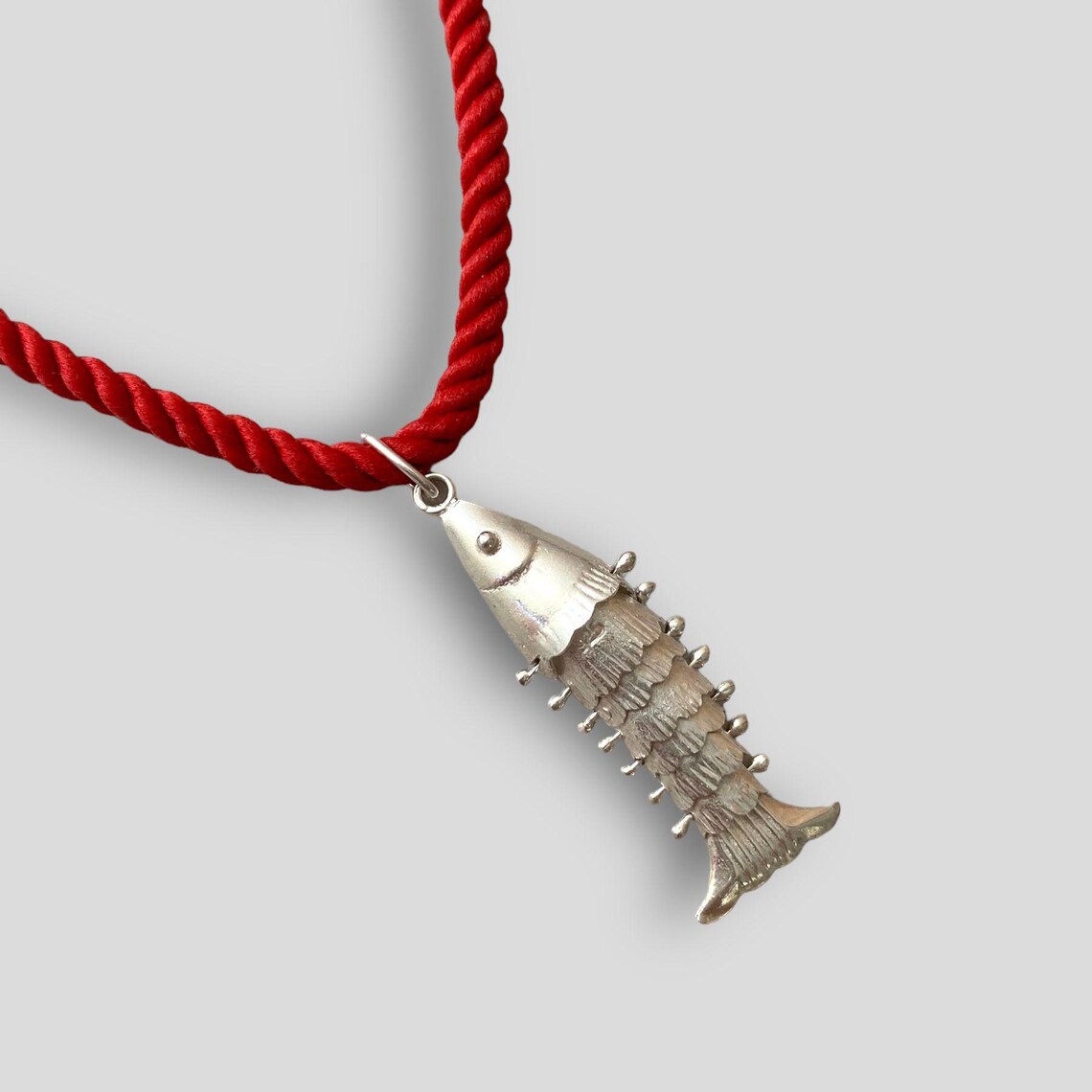 925 Sterling Silver Fish Necklace, Gold Fish Necklace, Red String ...